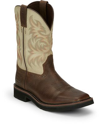Justin Men's Driller Cowhide Stampede Plain Toe Work Boots, 11 in ...
