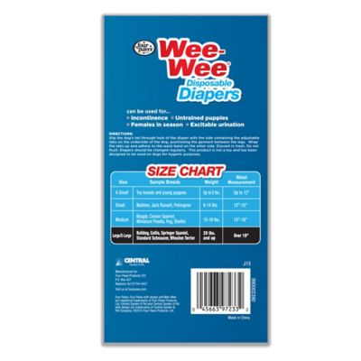 Wee-Wee Male or Female Disposable Dog Diapers, Large/Extra Large, 12 ct ...