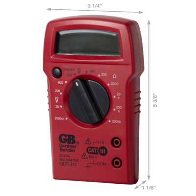 Gardner Bender 500V Digital Multimeter, 3 Function, 11 Range, Tests AC ...