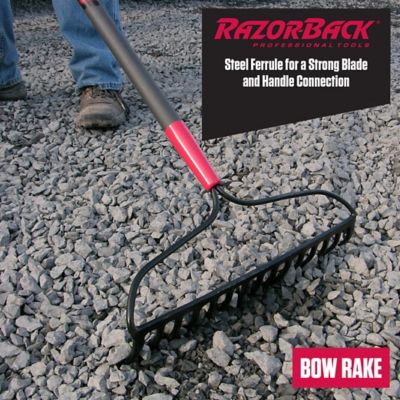 Razor-Back 16 in. Steel 15-Tine Bow Rake with 60 in. Fiberglass Handle ...