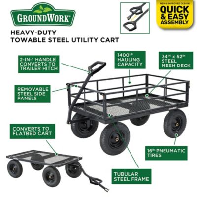 GroundWork 12 cu. ft. 1,400 lb. Capacity Heavy-Duty Towable Utility ...