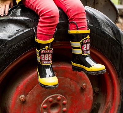 Western Chief Kids' F.D.U.S.A. Fire Chief Mid Waterproof Rain Boots