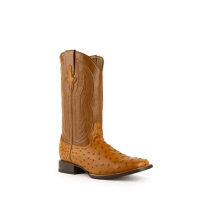 Ferrini Men's Full Quill Ostrich Western Cowboy Boots, Cognac, 10 EE ...