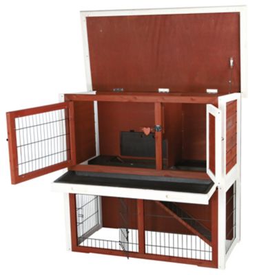 TRIXIE 2-Story Outdoor Rabbit Hutch with Sloped Roof, Medium, Brown ...