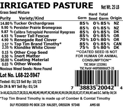 DLF 25 lb. Irrigated Pasture Coated Grass Seed at Tractor Supply Co.