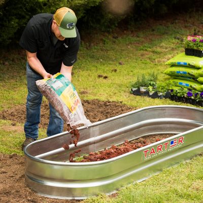 Tarter Galvanized Steel Oval Raised Bed Garden Planter, 6 ft. x 2 ft. x ...