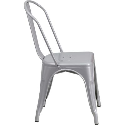 Flash Furniture Metal Indoor/Outdoor Stackable Chair, 20 in. x 18 in. x ...