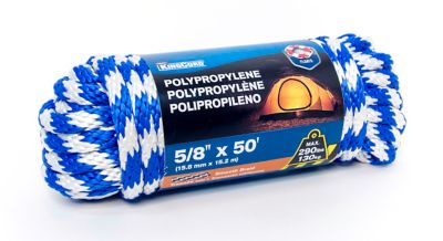 Mibro 5/8 in. x 50 ft. Blue/White Smooth Braid Polypropylene Rope at ...
