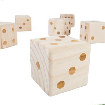 Hey! Play! Giant Wooden Yard Dice Outdoor Lawn Game, 6 Playing Dice ...