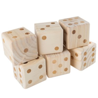 Hey! Play! Giant Wooden Yard Dice Outdoor Lawn Game, 6 Playing Dice ...