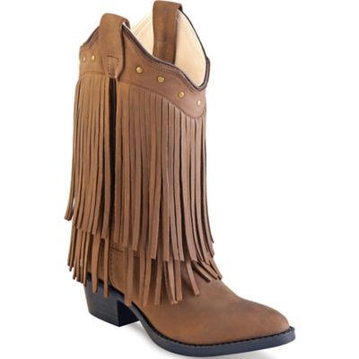 Old West Unisex Kids' Narrow J-Toe Western Boots, 9 in., 2-Row Stitch ...