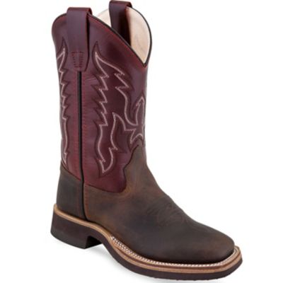Old West Unisex Kids' 9 in. Western Boots, Brown/Red, 12,Brown at ...