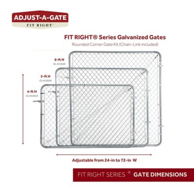 Fit-Right 6 ft. x 5 ft. Adjustable Walk Gate Kit, Galvanized, Adjusts ...