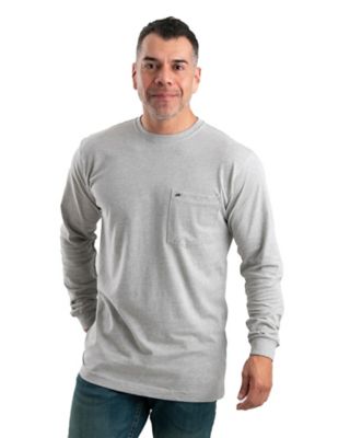 Berne Men's Heavyweight Long-Sleeve Pocket T-Shirt, XLT,Heather Grey at ...