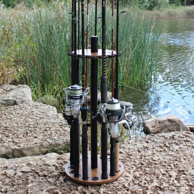 Rush Creek Creations 16-Rod Round Steel Post Fishing Rod Storage Rack ...
