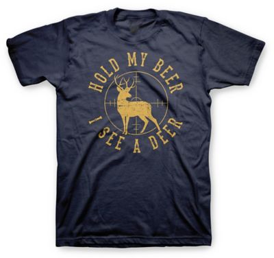 Goodie Two Sleeves Men's Short-Sleeve See a Deer T-Shirt, S,Navy at ...