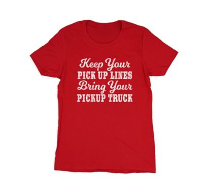 Goodie Two Sleeves Women's Short-Sleeve Pick Up Lines T-Shirt, M,Red at ...