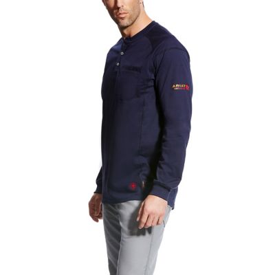 Ariat Men's FR Air Henley Long-Sleeve Work Shirt, 4XL,Navy at Tractor ...