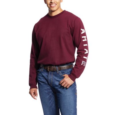 Ariat Men's FR Logo Long-Sleeve Work T-Shirt, 3XL,Malbec Purple at ...