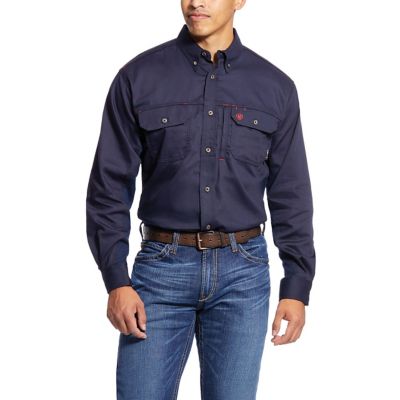 Ariat Men's FR Flame-Resistant Solid Vent Long-Sleeve Work Shirt, 2XL ...