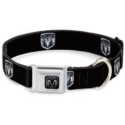 Buckle-Down Ram Black/Silver Logo Seatbelt Buckle Dog Collar, 1.5 x ...