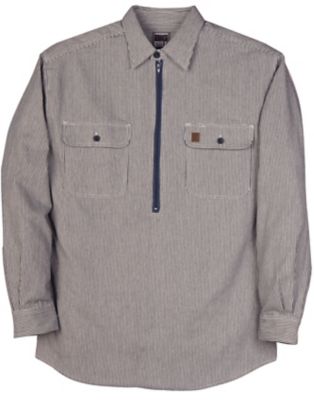 Big Bill Men's Hickory Stripe 1/2-Zip Long-Sleeve Work Shirt, 4XL,White ...
