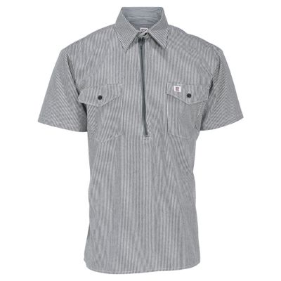 Big Bill Men's Short-Sleeve Hickory Stripe 1/2-Zip Shirt, 5XL,White ...