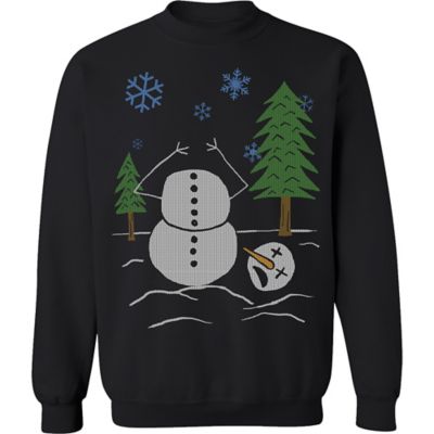 Goodie Two Sleeves Men's Headless Snowman Christmas Fleece, XL,Black at ...