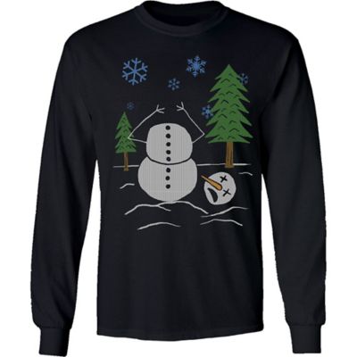 Goodie Two Sleeves Men's Long-Sleeve Headless Snowman Christmas Shirt ...