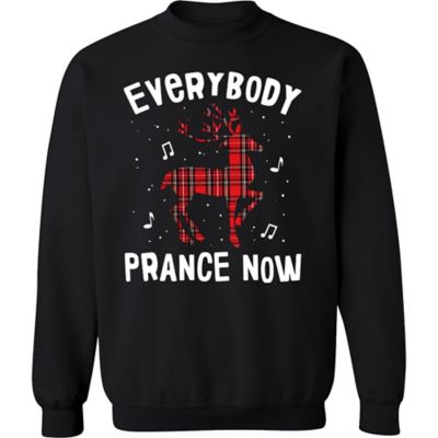 Goodie Two Sleeves Men's Everybody Prance Now Christmas Fleece, L,Black ...