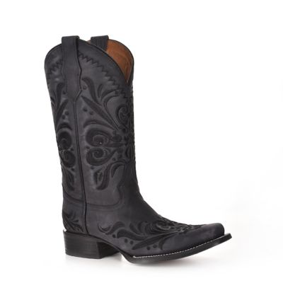 Circle G Women's Embroidered Square Toe Boots, Black, 9.5,Black at ...