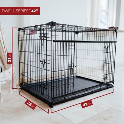 Lucky Dog Whisper Glide Sliding 2-Door Steel Dog Crate, Corner ...