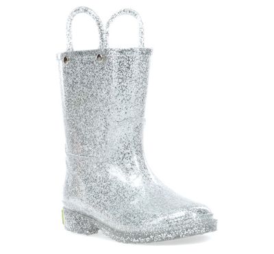 Western Chief Girls' Glitter PVC Rain Boots, 13,Silver at Tractor Supply Co