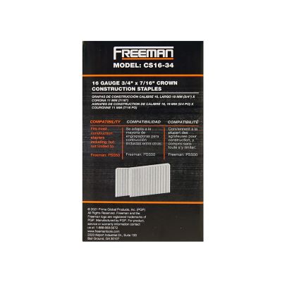 Freeman 3/4 in. 16 ga. Glue Collated Construction Staples with 7/16 in ...