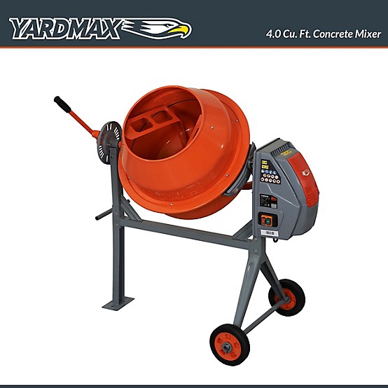 YARDMAX 4.0 cu. ft. Concrete Mixer with 0.67 HP Electric YARDMAX 4.0 cu. ft. Concrete Mixer with 0.67 HP Electric