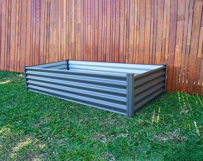 The Organic Garden Co. Rectangular Raised Garden Bed, Galvanized Metal, Gray, 78 in. x 39.3 in ...