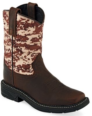 Old West Boys' Square Toe Boots, 5.5,Brown/Camo at Tractor Supply Co