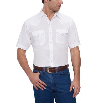 Ely Cattleman Men's Short-Sleeve Snap-Front Solid Western Shirt, 2XLT ...