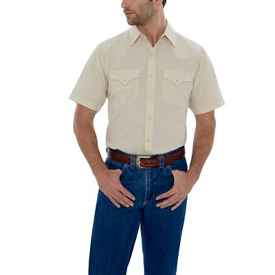 Ely Cattleman Men's Short-Sleeve Snap-Front Solid Western Shirt, XLT ...