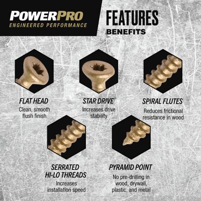 Hillman #6 x 1 in. Power Pro ONE Flat Exterior Multi-Material Screws ...