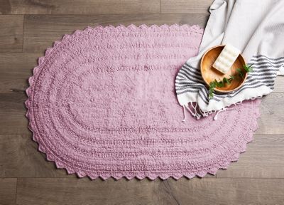 DII Crochet Microfiber Oval Bath Mat, 17 in. x 24 in.