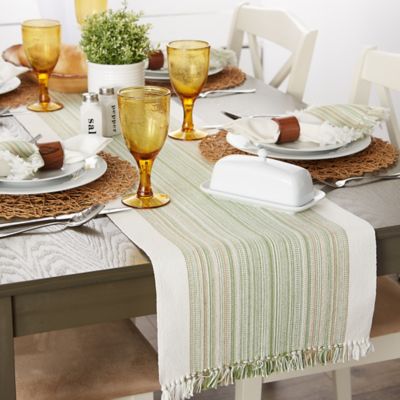 DII Striped Fringed Table Runner