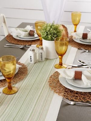 DII Striped Fringed Table Runner