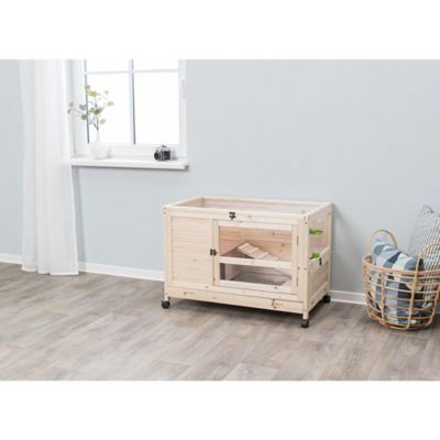 TRIXIE X-Small Natura Indoor Rabbit Hutch on Wheels with Pull-Out Tray ...