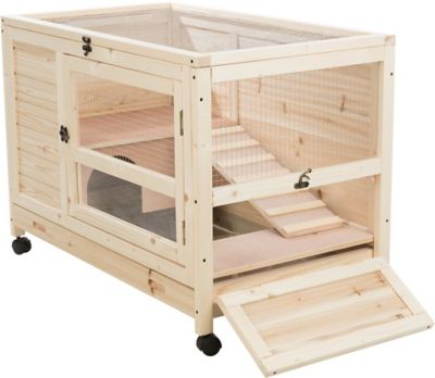 TRIXIE X-Small Natura Indoor Rabbit Hutch on Wheels with Pull-Out Tray ...