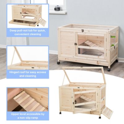 TRIXIE X-Small Natura Indoor Rabbit Hutch on Wheels with Pull-Out Tray ...
