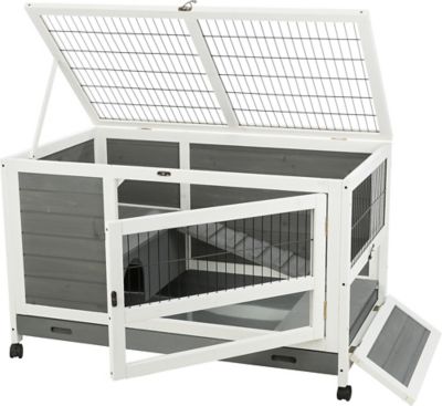 TRIXIE Small Natura Indoor Rabbit Hutch on Wheels with Pull-Out Tray ...