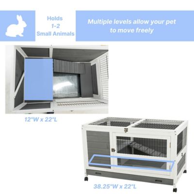 TRIXIE Small Natura Indoor Rabbit Hutch on Wheels with Pull-Out Tray ...