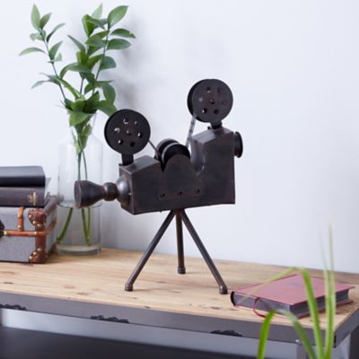 Harper & Willow 12 in. x 15 in. Vintage Double Reel Movie Camera Table ...
