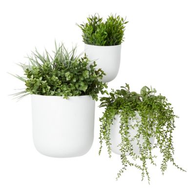 Harper & Willow White Metal Indoor Outdoor Floating Wall Planter Set of ...